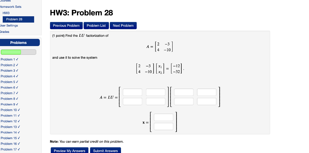 Solved Homework Sets HW3 Problem 28 User Settings Grades | Chegg.com