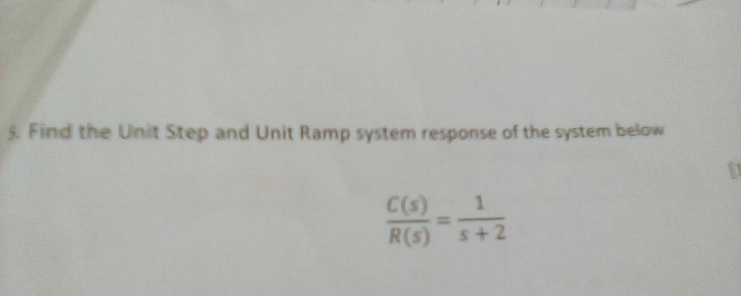 Solved Find the Unit Step and Unit Ramp system response of | Chegg.com