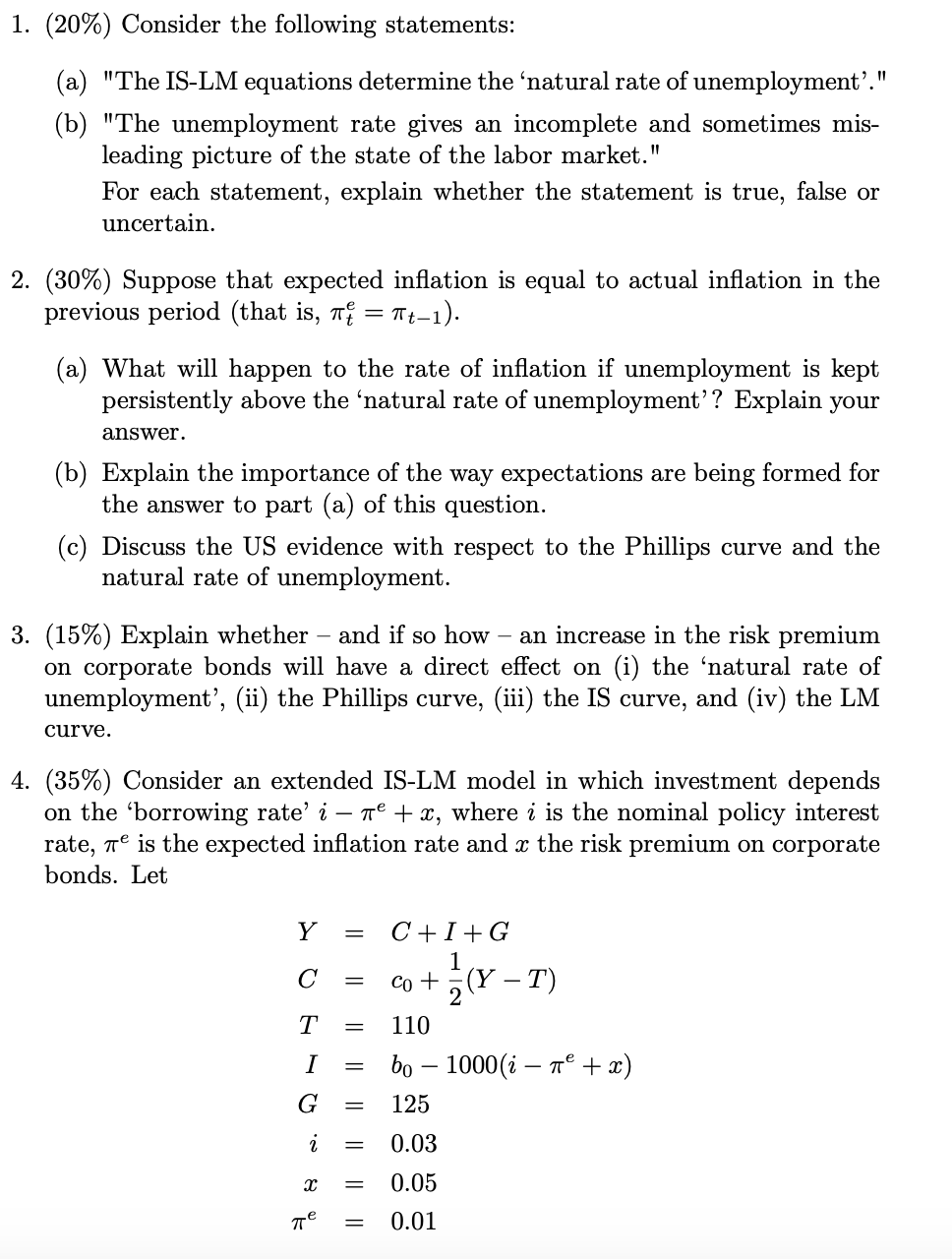 1. (20%) Consider the following statements: (a) "The | Chegg.com
