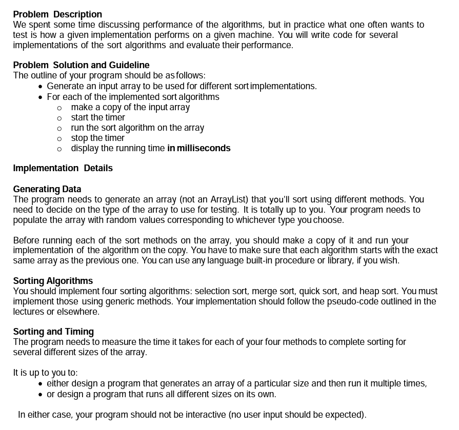 Solved Problem Description We spent some time discussing | Chegg.com