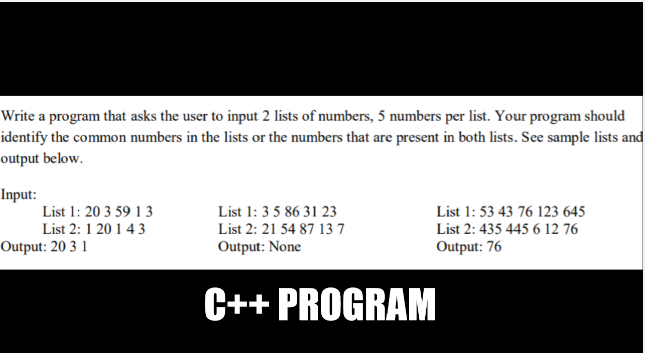 Solved Write a program that asks the user to input 2 lists | Chegg.com