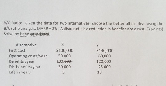 Solved B/C Ratio: Given the data for two alternatives, | Chegg.com