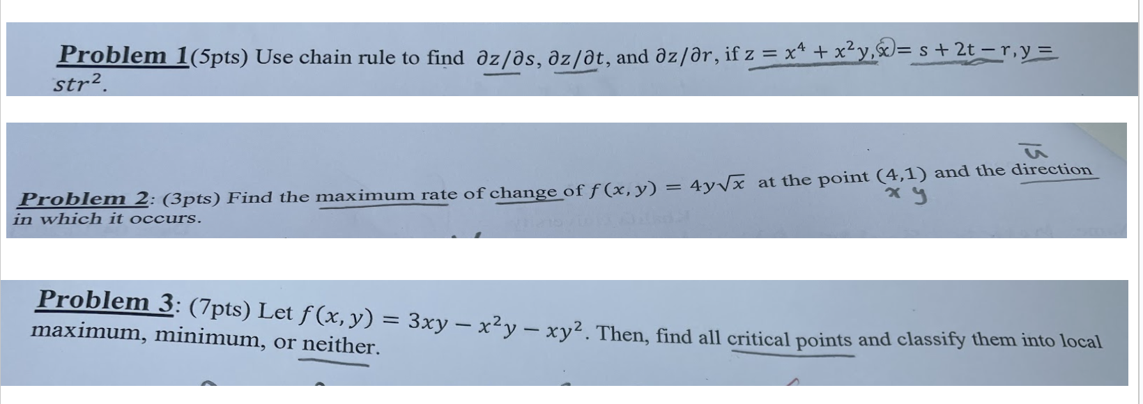 Solved Problem 1 (5pts) Use chain rule to find ∂z/∂s,∂z/∂t, | Chegg.com