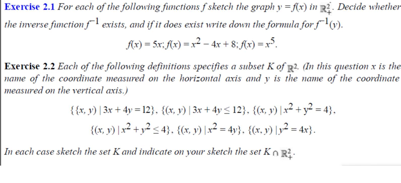 Solved Exercise 2.1 For each of the following functions f | Chegg.com