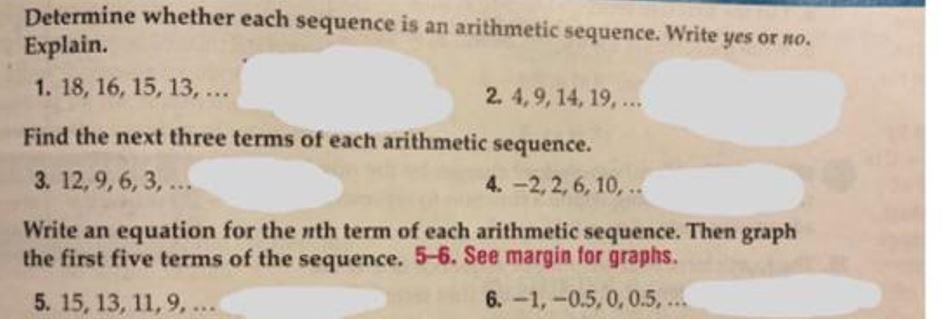 Solved Determine whether each sequence is an arithmetic | Chegg.com