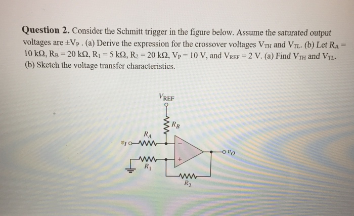 Solved Consider the Schmitt trigger in the figure below. | Chegg.com