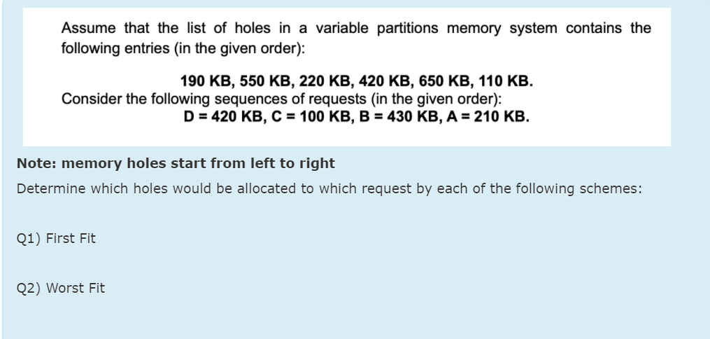 Solved Assume that the list of holes in a variable | Chegg.com