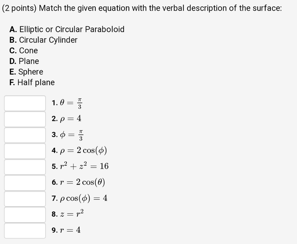 Solved (2 points) Match the given equation with the verbal | Chegg.com Solved (2 points) Match the given equation with the verbal | Chegg.com