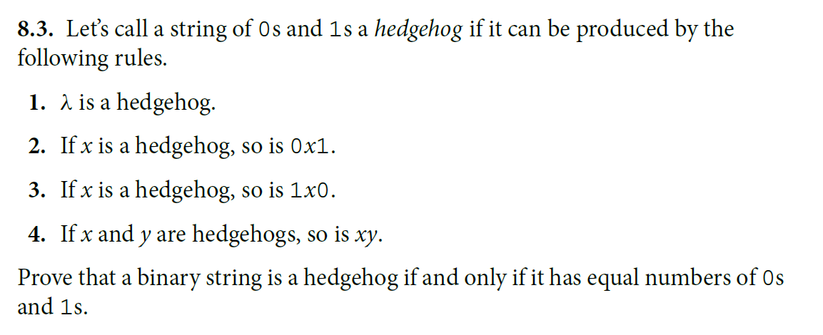 Solved 83 Lets Call A String Of Os And 1s A Hedgehog If