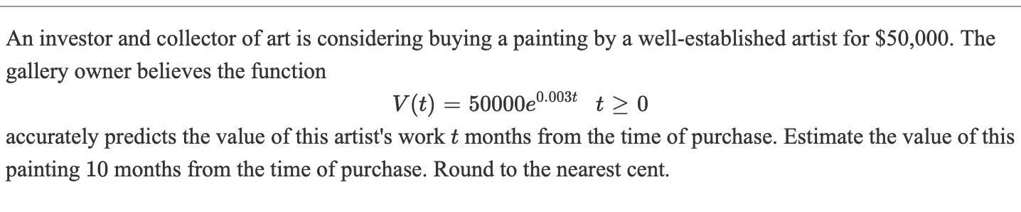 Solved An investor and collector of art is considering | Chegg.com