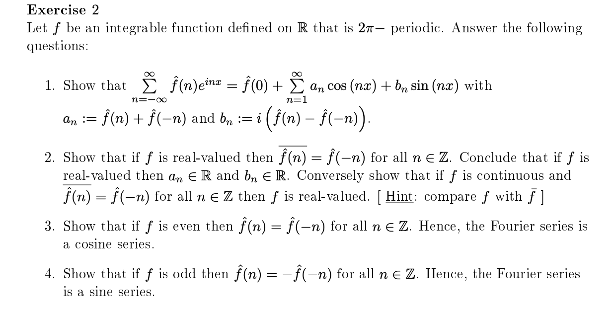 Solved Exercise 2 Let f be an integrable function defined on | Chegg.com