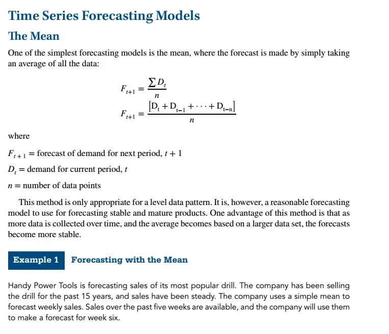 Solved Time Series Forecasting Models The Mean One of the | Chegg.com