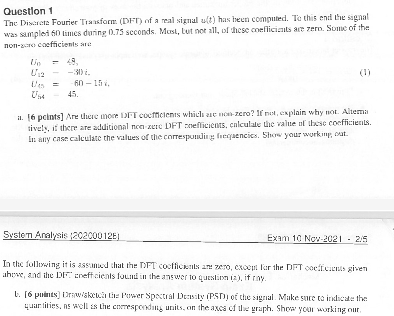 Question 1 The Discrete Fourier Transform (DFT) of a | Chegg.com