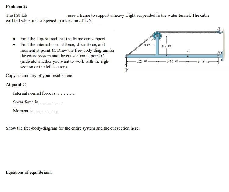 Solved Problem 2: The FSI lab uses a frame to support a | Chegg.com