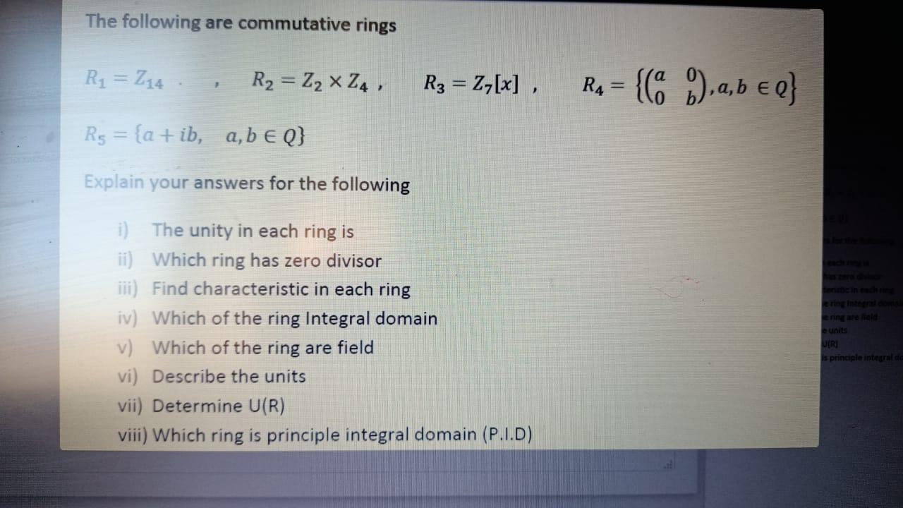 Solved The following are commutative rings R1 = 214 R2 = Z2 | Chegg.com