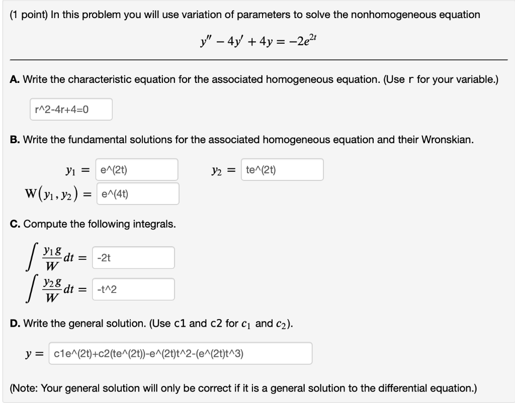 Solved (1 point) In this problem you will use variation of | Chegg.com