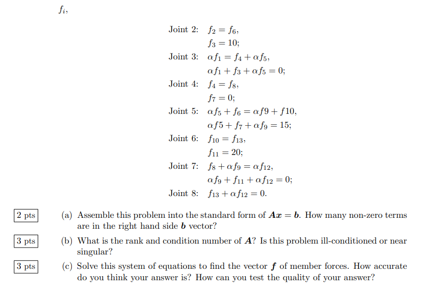 2 pts 3 pts 3 pts fi, Joint 2: f2f6, f3 = 10; Joint | Chegg.com