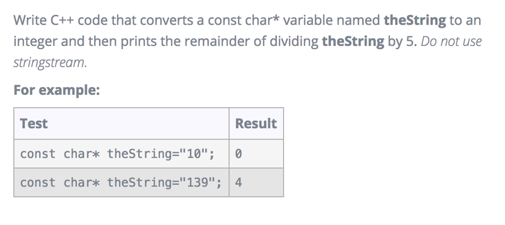 Solved Write C++ code that converts a const char* variable | Chegg.com