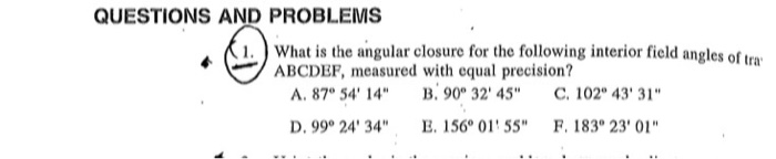 Solved What is the angular closure for the following | Chegg.com