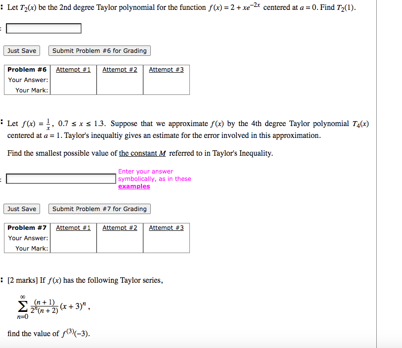 Solved : Let T2(x) be the 2nd degree Taylor polynomial for | Chegg.com