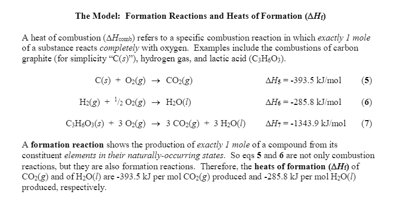 Solved The Model: Formation Reactions and Heats of Formation | Chegg.com