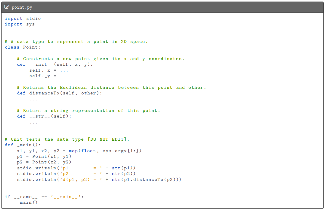 Solved Exercise 6. (2D Point) Define a data type Point in | Chegg.com