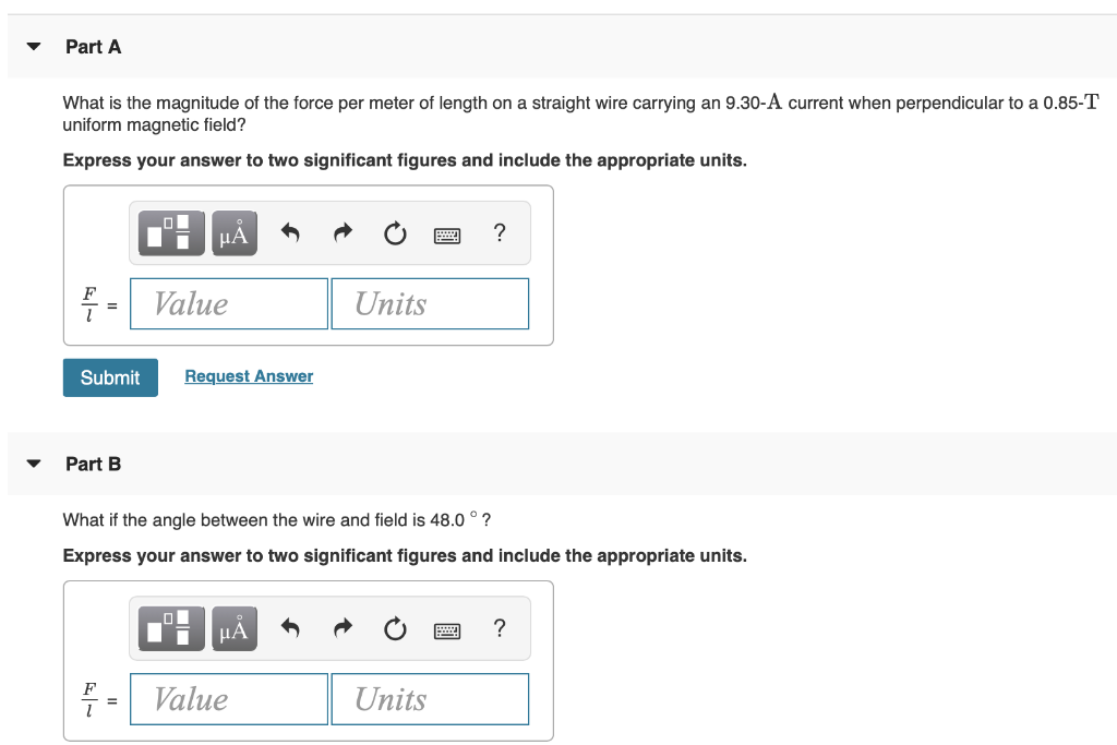 Solved Part A What is the magnitude of the force per meter | Chegg.com