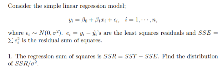Solved Consider the simple linear regression model; Yi = Bo | Chegg.com
