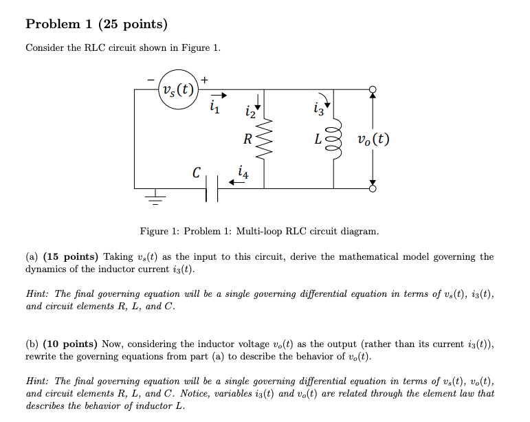 Solved Problem 1 25 Points Consider The Rlc Circuit Shown