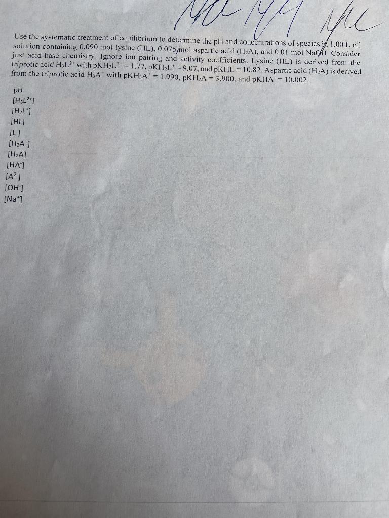 Solved Use The Systematic Treatment Of Equilibrium Wo