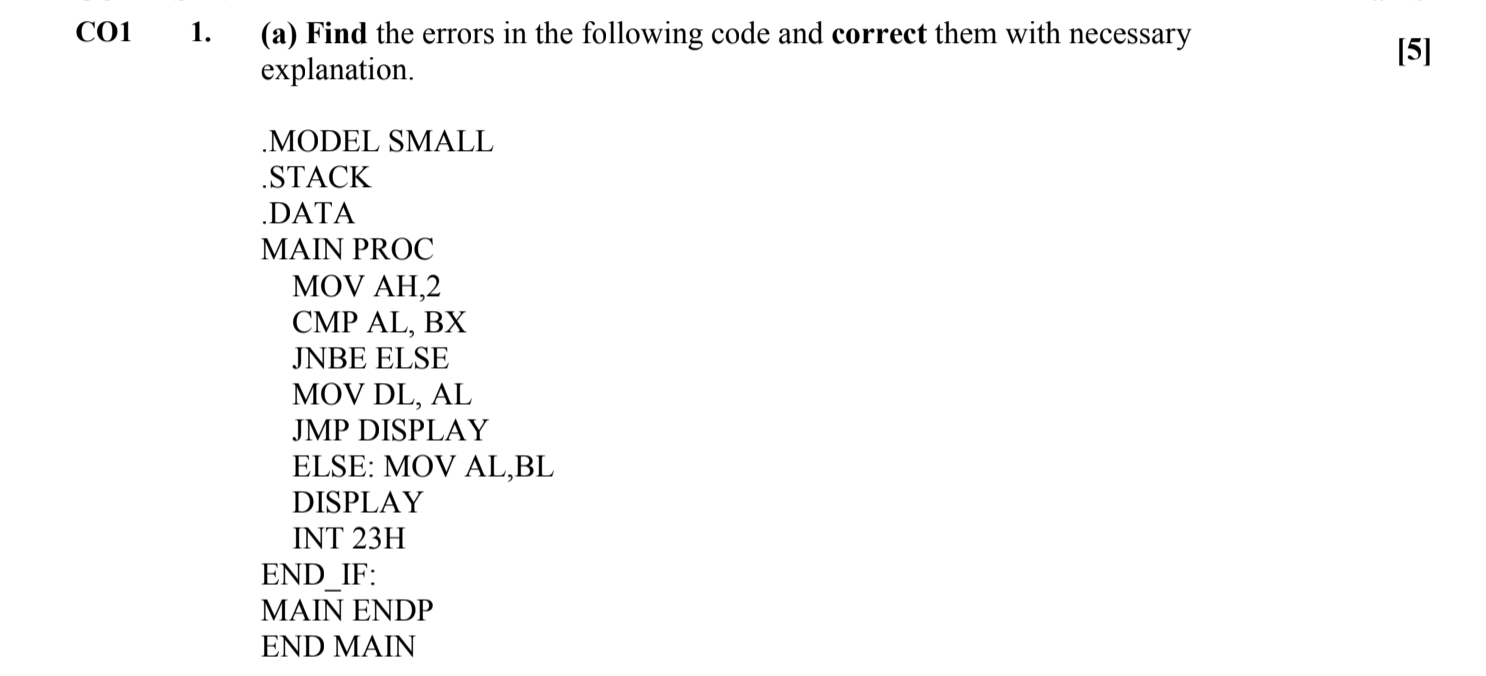 Solved C01 1. (a) Find the errors in the following code and | Chegg.com