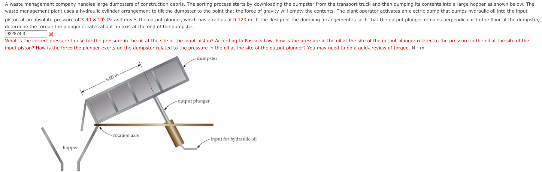 Solved determine the torque the plunger creates about an | Chegg.com