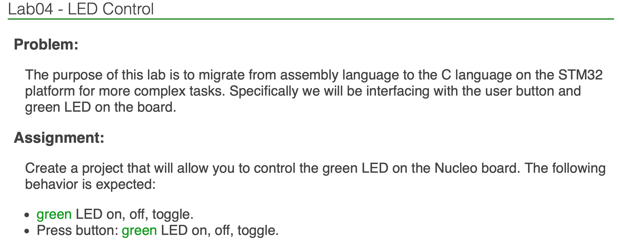 Solved Lab04 - LED Control Problem: The purpose of this lab | Chegg.com Solved Lab04 - LED Control Problem: The purpose of this lab | Chegg.com