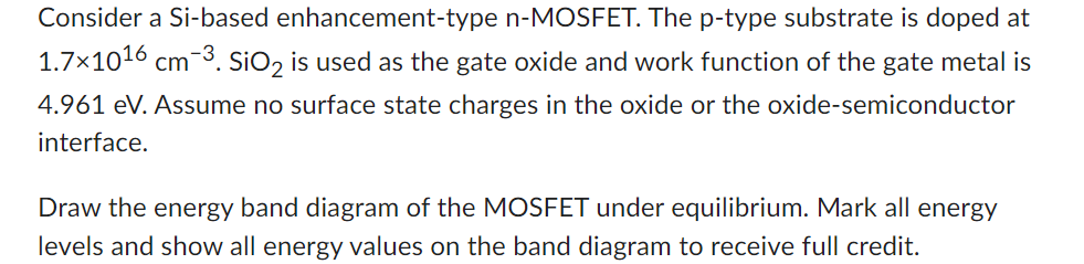 Solved Consider a Si-based enhancement-type n-MOSFET. The | Chegg.com