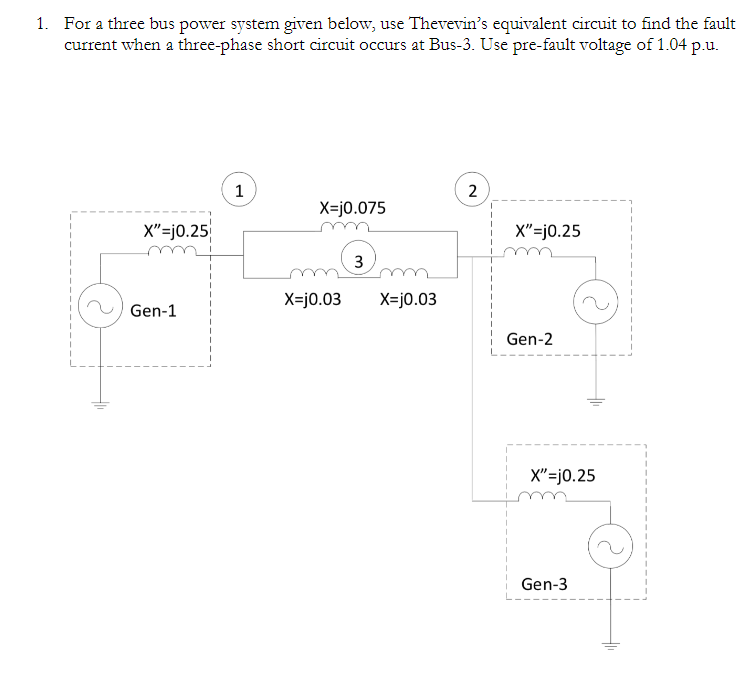 Solved 1. For a three bus power system given below, use | Chegg.com