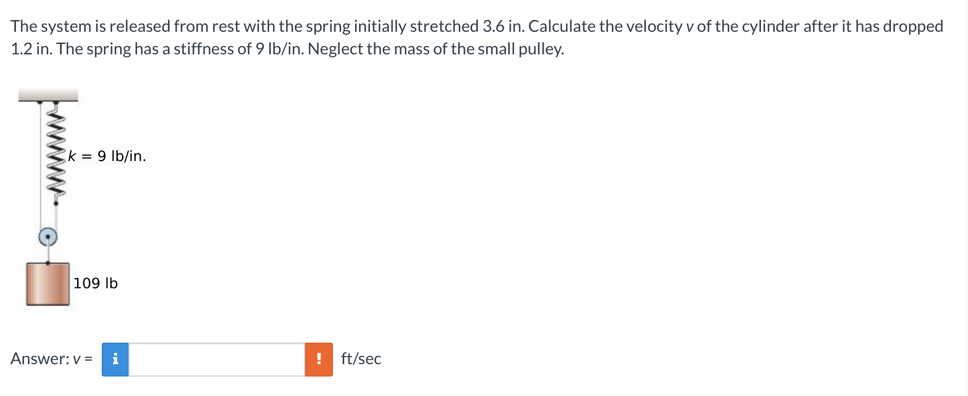 Solved The system is released from rest with the spring | Chegg.com