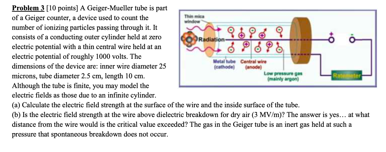 Solved Problem 3 [10 points] A Geiger-Mueller tube is part | Chegg.com