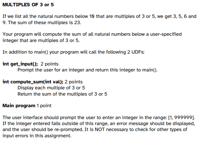 Solved MULTIPLES OF 3 or 5 If we list all the natural | Chegg.com