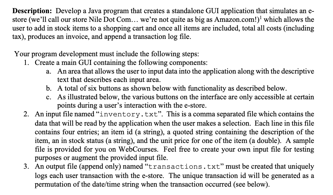 Solved Description: Develop a Java program that creates a | Chegg.com