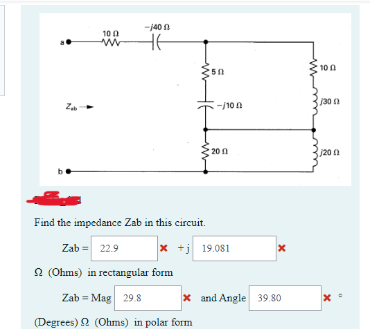 Solved Find the impedance Zab in this circuit. Zab= x+j Ω | Chegg.com