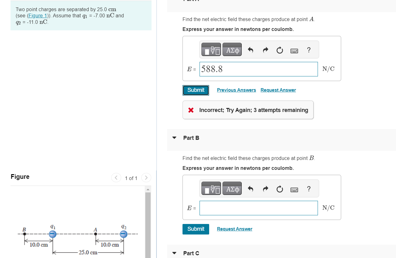 Solved Two point charges are separated | Chegg.com