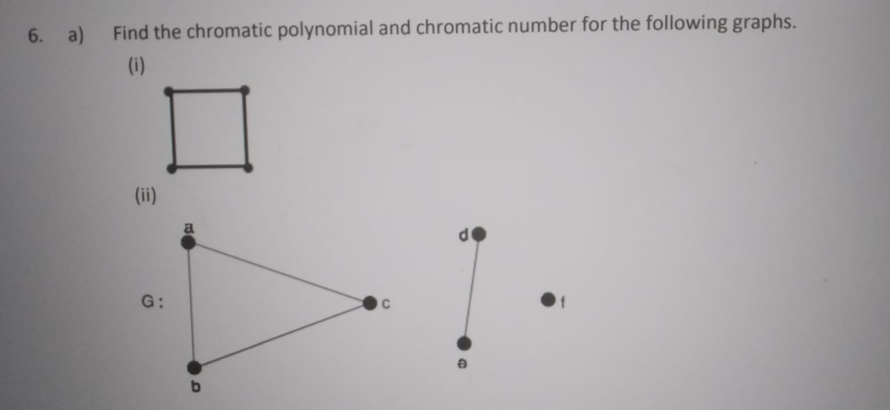 Solved 6. a) Find the chromatic polynomial and chromatic | Chegg.com