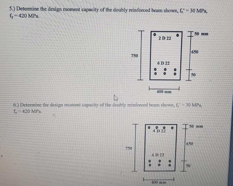 Solved 5.) Determine the design moment capacity of the | Chegg.com