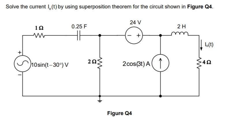 Solved Solve the current 1,(t) by using superposition | Chegg.com