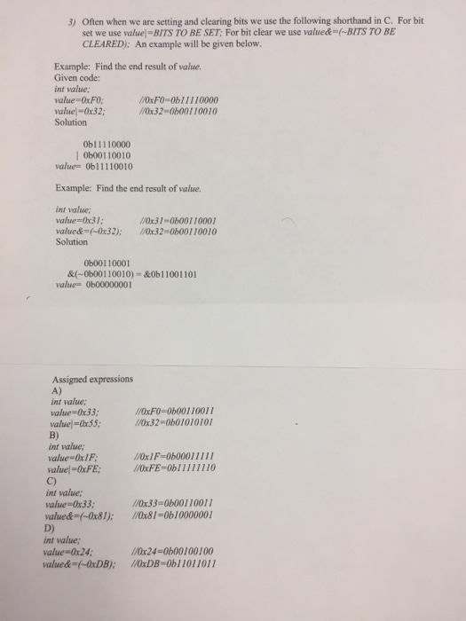 Solved Often when we are setting and clearing bits we use | Chegg.com