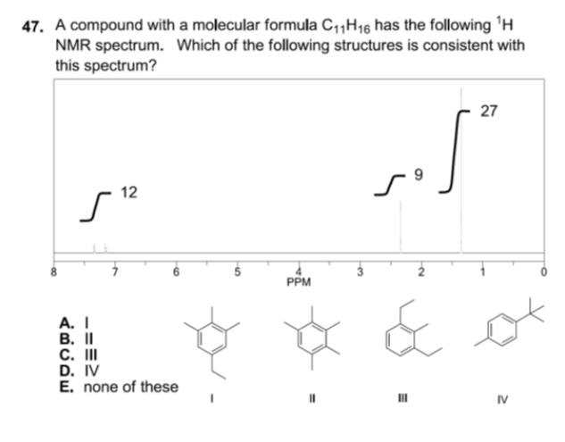 Solved 47. A compound with a molecular formula C11H16 has | Chegg.com