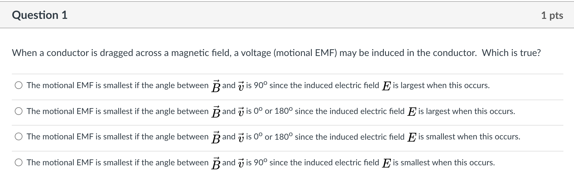 Solved Question 1 1 pts When a conductor is dragged across a | Chegg.com
