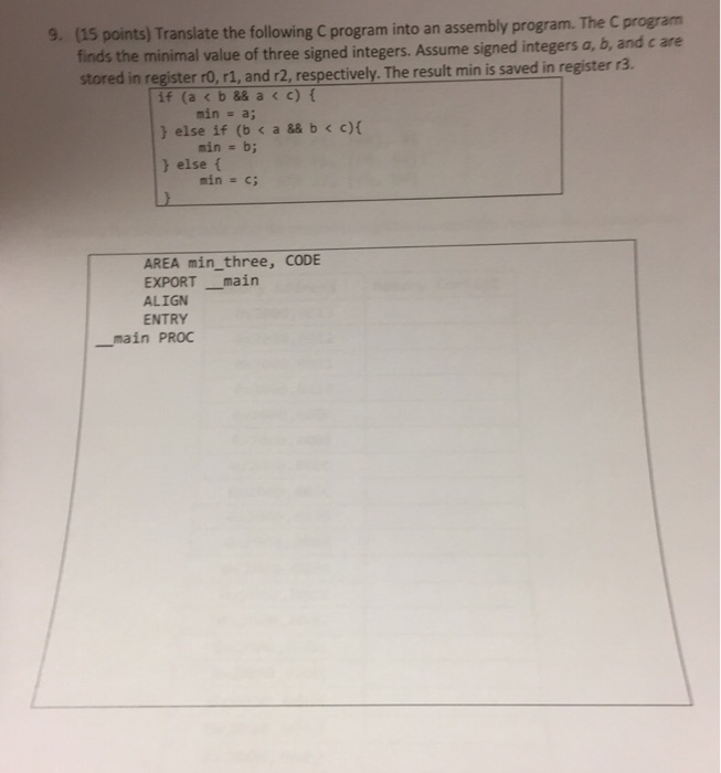 Solved 5 points) Translate the following C program into an | Chegg.com