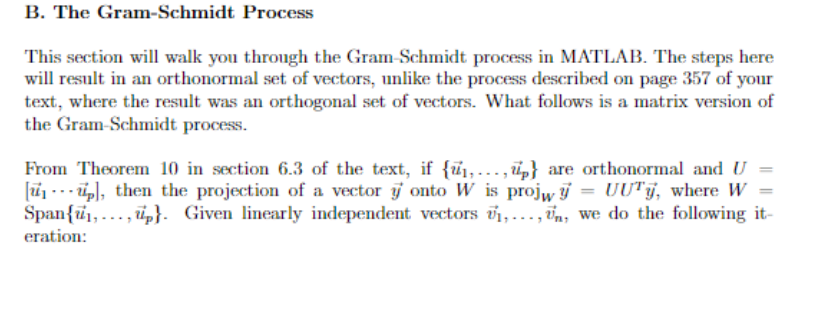B. The Gram-Schmidt Process This section will walk | Chegg.com