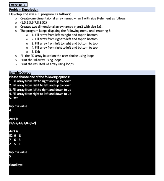 Solved Exercise 3 Problem Description Develop and run a C | Chegg.com